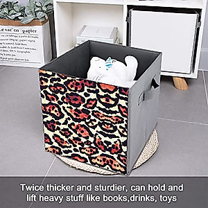 Cute Animal Print Storage Bin Foldable Cube Closet Organizer Square Baskets Box with Dual Handles