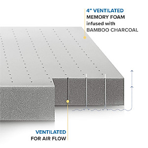 Best Price Mattress 4 Inch Ventilated Memory Foam Mattress Topper with Plant-based Infusion, Twin