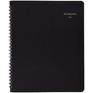 2021 Monthly Planner by AT-A-GLANCE, 8" x 10", Large, Black (701300521)