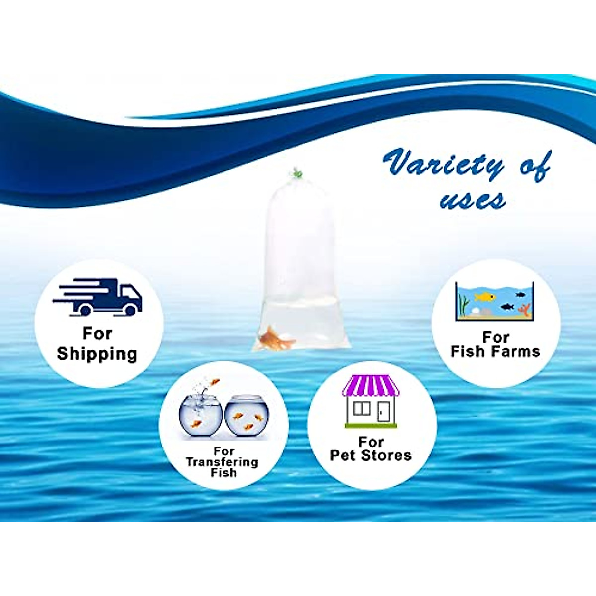 ALFA Fishery Bags Round Corners Bottom Leak Proof Clear Plastic Fish Bags Size 8 Inches for Marine and Tropical Fish Transport 2 mil. (8" x 20" / 100 Pack)