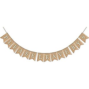 SWYOUN Burlap Please Leave by 9 Banner Housewarming Party Supplies Birthday Party Garland Decoration