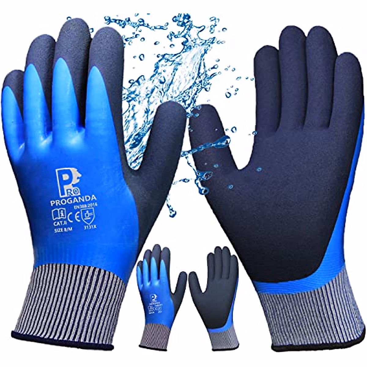 PROGANDA Waterproof Gardening Gloves Superior Grip Coating Durable for Garden Construction Cold Weather Car Cleaning Fishing Multipurpose