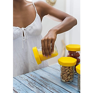 HOUSERRY DELUXE Easy-Grip Easy-Open 100% Silicone Mason Jar Lid - 3 pcs (WIDE MOUTH, YELLOW)