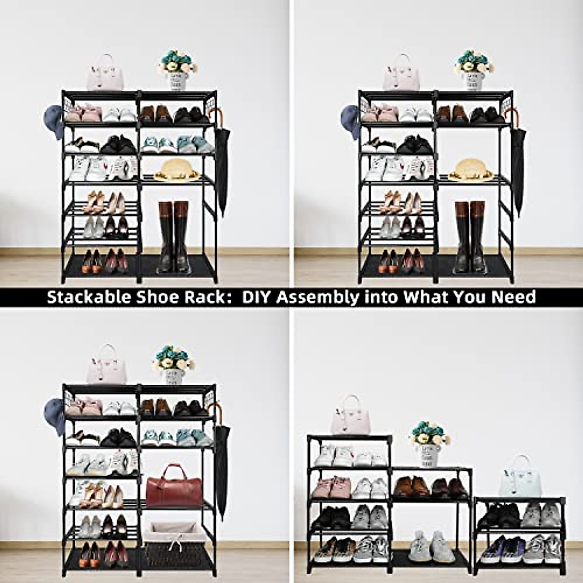 NIUBER 7 Tiers Shoe Rack tall Show Racks Shoes Stand for Bedroom Shelves for Shoes Garage Shoe Rack Organizer Sturdy Shoe Rack Heavy Duty for Closet Entryway Door