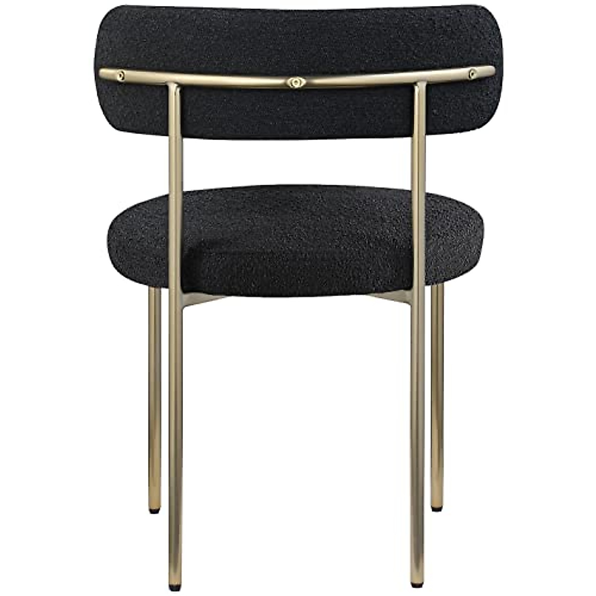 Meridian Furniture Beacon Collection Modern | Contemporary Upholstered Dining Chair, Brushed Brass Finish Iron Frame, Set of 2, 22" W x 21" D x 30" H, Black