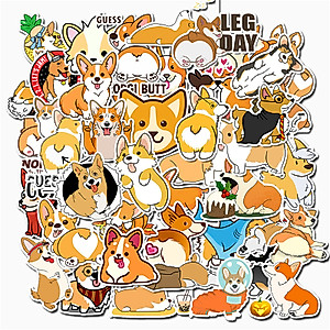Corgi Stickers 50PCS Pet Dog Stickers Vinyl Waterproof Toys Decal Stickers Motorcycle Luggage Bycircle Water Bottles Skateboards Snowboard Phone Pad Mac Stickers