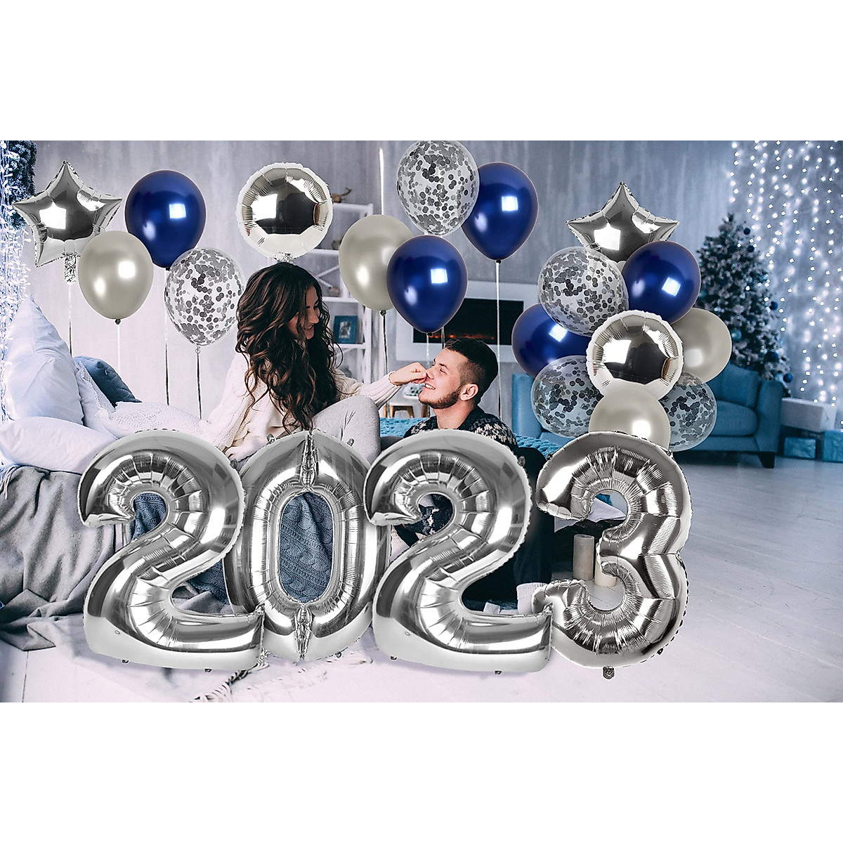 Treasures Gifted Blue & Silver 2023 Balloons - Silver & Blue 2023 Balloon Numbers - 2023 Party Decorations - Graduation Balloons - Graduation Party Decorations 2023 - 2023 Decorations New Years Eve