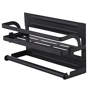 FUNOMOCYA Refrigerator Shelf Sundries Storage Container Magnetic Storage Rack Storage Stand Storage Shelf Single Layer Rack Storage Shelves Metal Dusting Black
