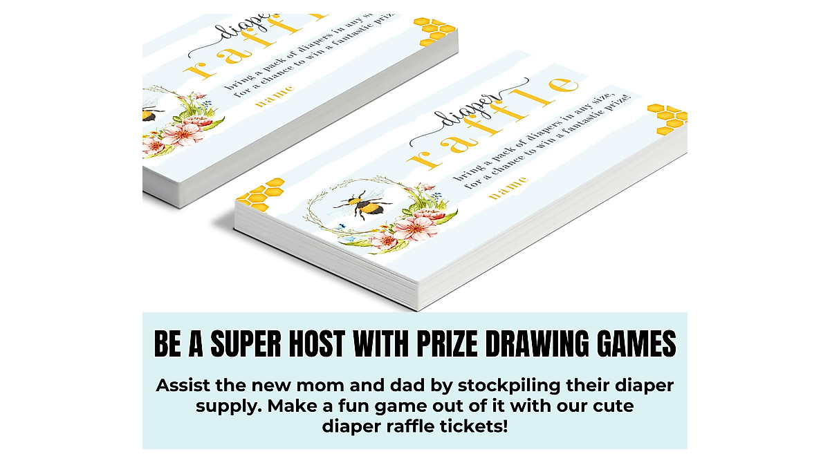 Mama Bee Diaper Raffle Tickets, Gender Neutral Baby Shower Games for ...
