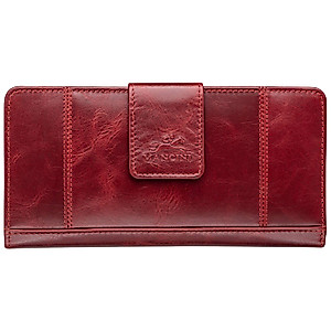Mancini Casablanca Full Grain Leather RFID Secure Clutch Wallet, Red, One_Size, 8700373-rd