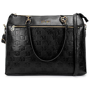 Badgley Mischka Madalyn Vegan Leather Travel Tote Weekender Bag (Black)
