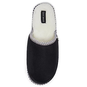 Lucky Brand Memory Foam Rubber Sole Scuff Bedroom Slipper, Comfy Men's Slippers, Indoor/Outdoor Mens House Slippers, Black/L