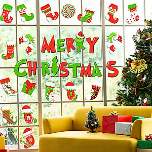 Christmas Stocking Cutouts Bulletin Board Decorations Set, Grinch Merry Christmas Letters, Whoville Christmas Party Supplies for Toddler Kid’s Room Students, Xmas School Holiday Classroom Decor