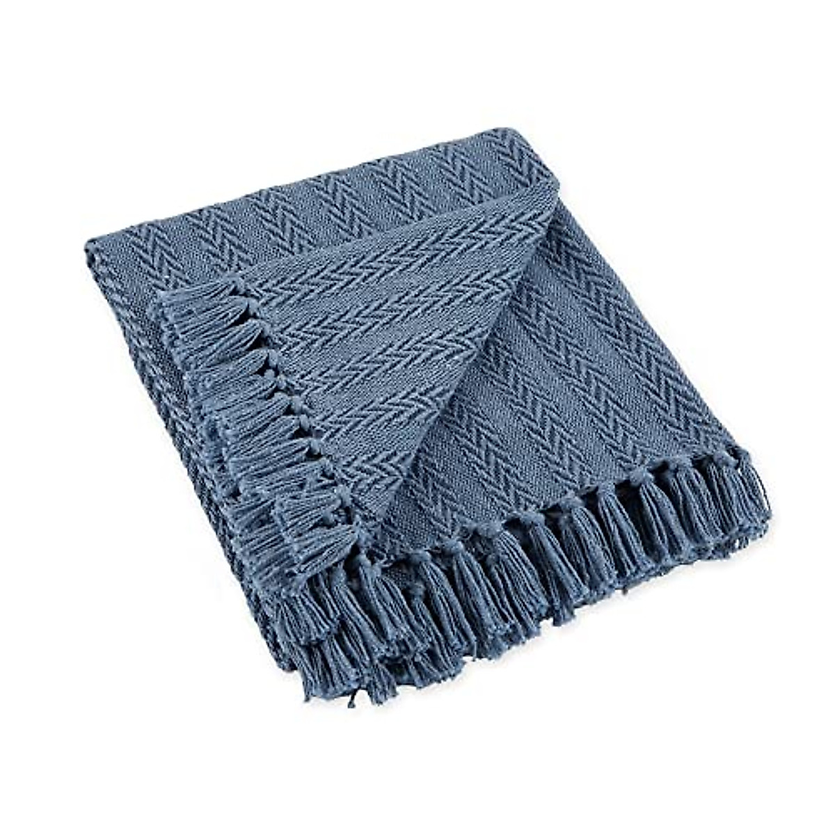 DII Industrial Tonal Textured Woven Throw 50x60, French Blue