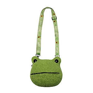 RARITYUS Cute Frog Crossbody Shoulder Bag Coin Purse Plush Mini Cartoon Satchel Handbags for Kids Girls Boys Women