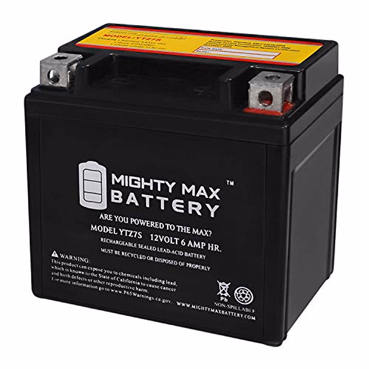 Mighty Max Battery YTZ7S - 12 Volt 6 AH, 130 CCA, Rechargeable Maintenance Free SLA AGM Motorcycle Battery