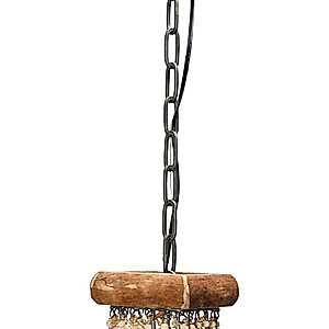 Creative Co-Op Wood & Metal Framed Chandelier with Wood Bead Draping
