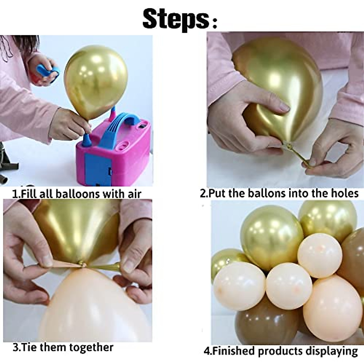 GIHOO Baby Shower Decoration 140Pcs Coffee Brown Balloon Arch Garland Kit Chrome Gold Latex Balloons for Bear Themed Birthday Neutral Wild One 1st Birthday Backdrop Party