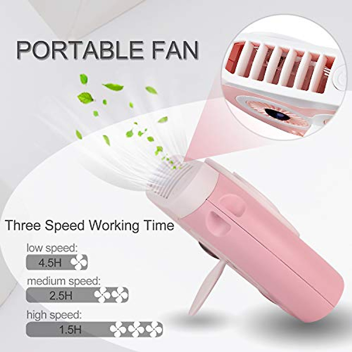 Ysmlife Handheld Mini Fan, Eyelash Extension Fan, Battery Powered Portable Fan, Rechargeable Personal Fan, Small Neck Fan with Lanyard USB Charging Cable for Travel Desk Lash Face Neck(Pink)
