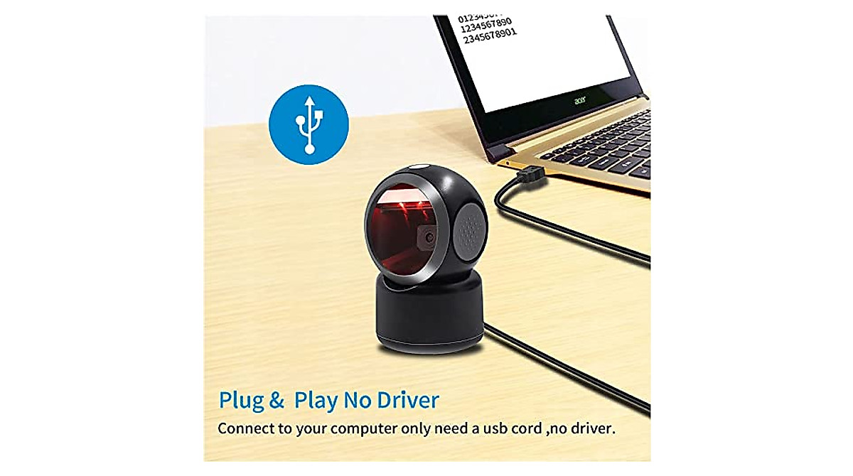 Hands-Free 2D QR Barcode Scanner | Auto-Sensing USB POS