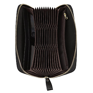 Women's RFID Blocking 36 Slots Card Holder Long Big Leather Zipper Wristlet Clutch Wallet, Black