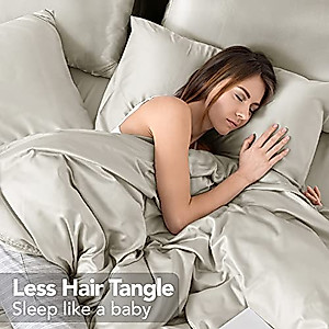 Deconovo Grey Silk Pillowcase Envelope Closure - Satin Pillowcase for Hair and Skin, King Size Set of 2, 20x40 Inch Pillow Protectors (Grey, 20x40 Inch, 2 Pack)