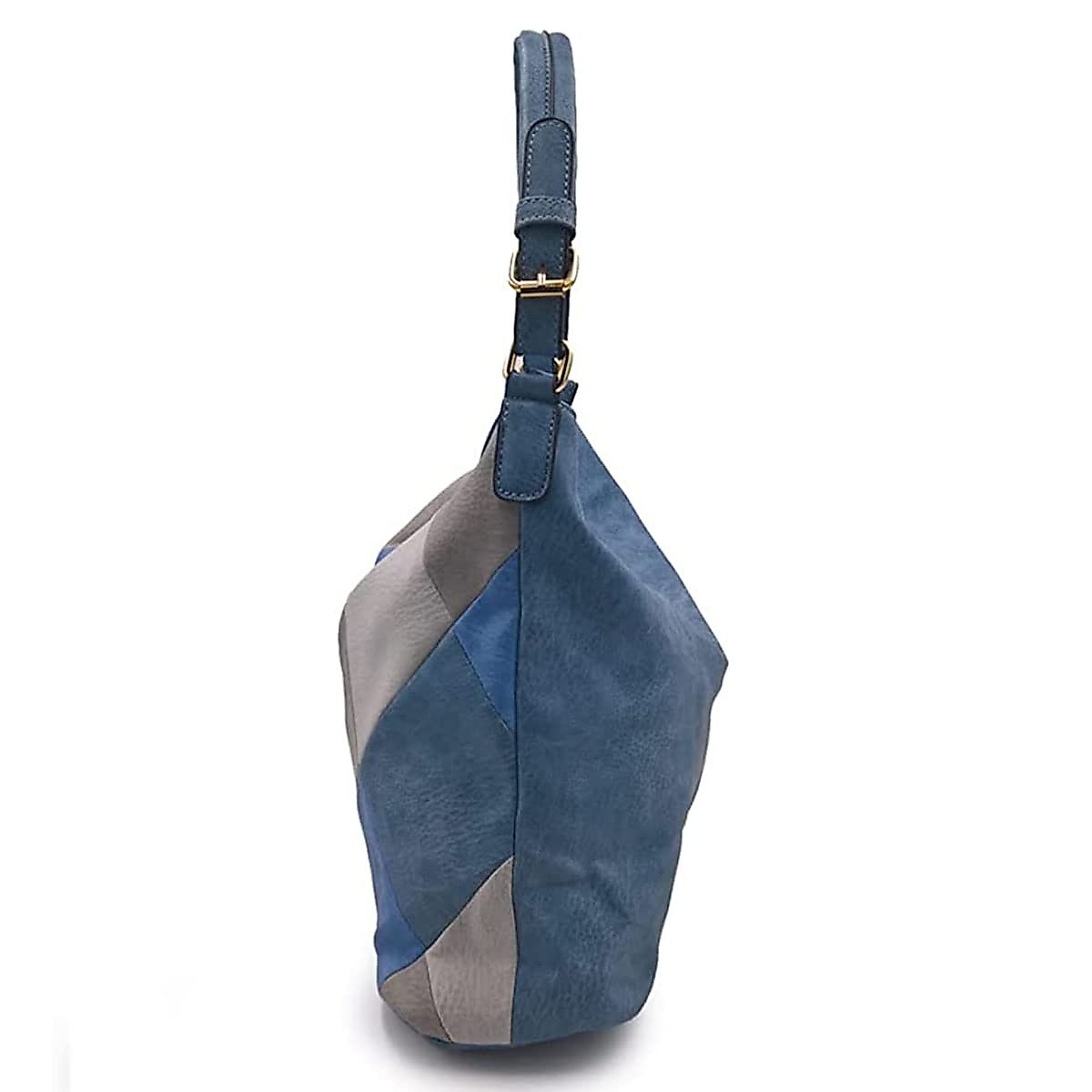 XingChen Hobo Bags for Women Patchwork Color Faux Leather Purses and Handbags Hobo Purse with Tassel(Blue)