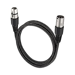 KINXIYU XLR Cable 20 FT, 3 Pin Nylong Braided Balanced XLR Male to XLR Female Microphone DMX Patch Cords (Pure Copper Conductors)