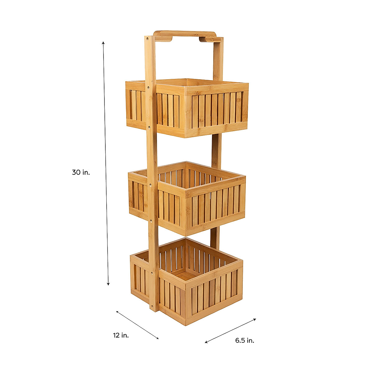Organize It All Basket Bamboo Bathroom Storage, Brown
