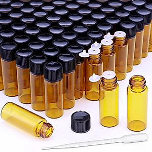 Matifaner 120Packs 5ml (1/6 oz) Essential Oil Bottles 5ml Essential Oil jars, Small Essential Oil Bottles, 5ml Glass Bottles, Small Oil Vial Sample Bottles, Essential Oil Bottles Amber (oil-5ml)