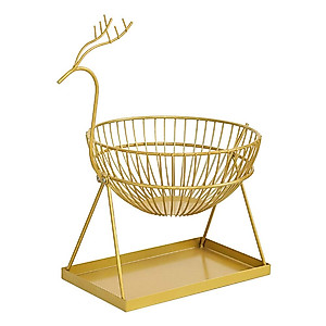 BESPORTBLE 1pc Deer Double Layer Fruit Basket Fruit Serving Basket Dry Fruit Holder Thank You Bags Wire Fruit Basket Fruits Metal Baskets Tabletop Decor Iron Household Fruit Dish