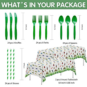 Xenorik Bug Birthday Party Decorations Tableware - Bug Party Supplies, Plate, Cup, Napkin,Tablecloth, Cutlery, Spring Summer Nature Insect Theme Birthday Baby Shower Party Decorations | Serve 24