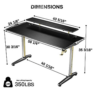 EUREKA ERGONOMIC & Call of DutyⓇ Gaming Desk,55 Inch Gaming Computer Desk with RGB Led Lights, Gamer Desk with Large Monitor Stand Shelf, Dual Headphone Hook Gaming Table Computer Home Office Desk