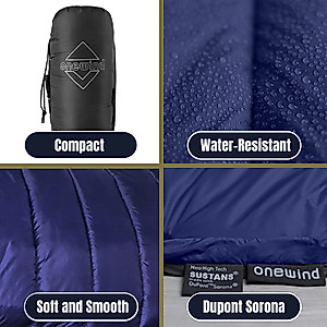 onewind Hammock Underquilt, Dupont Sorona Under Quilt with Insulation for Hammock Camping, Lightweight Hammock Quilts for Hiking, Backpacking, Navy Blue