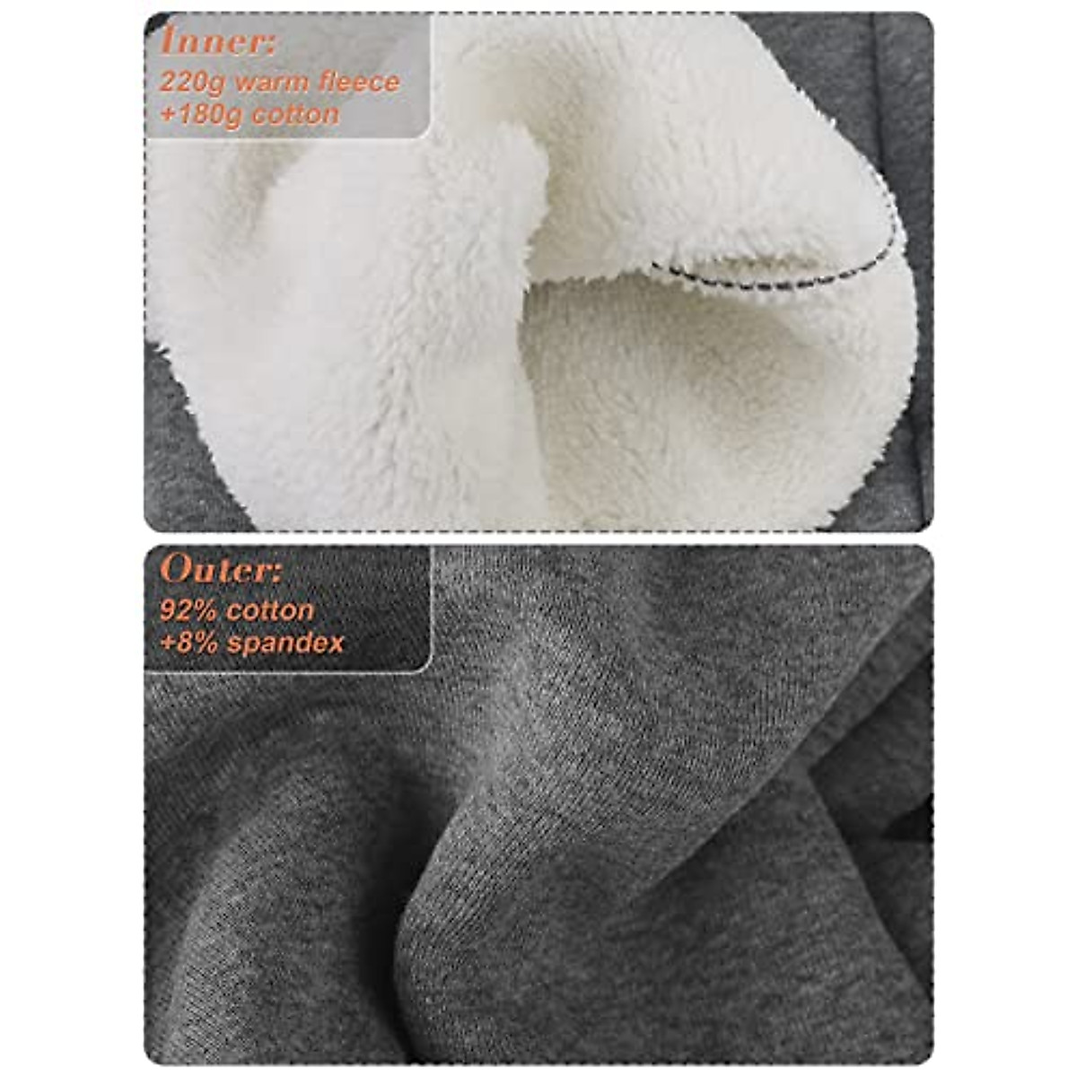 URATOT 2 Pack Women's Sherpa Lined Sweatpants with Pockets Winter Warm Jogger Sweatpants Athletic Fleece Lined Pants Black, Dark Grey