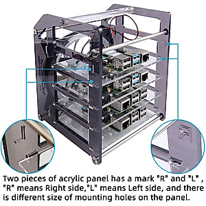 New Raspberry Pi Cluster Case, Raspberry Pi Rack Case Stackable Case with Cooling Fan 120mm RGB LED 5V Fan for Raspberry Pi 4B/3B+/3B/2B/B+ and Jetson Nano (4-Layers)