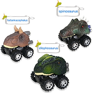 Nunkitoy Dinosaur Cars,6 Pack Pull Back Dinosaur Vehicle Set,Mini Pull Back Animal Car Toy for Toddlers Boys Girls,Animal Vehicles for Kids Party Favors