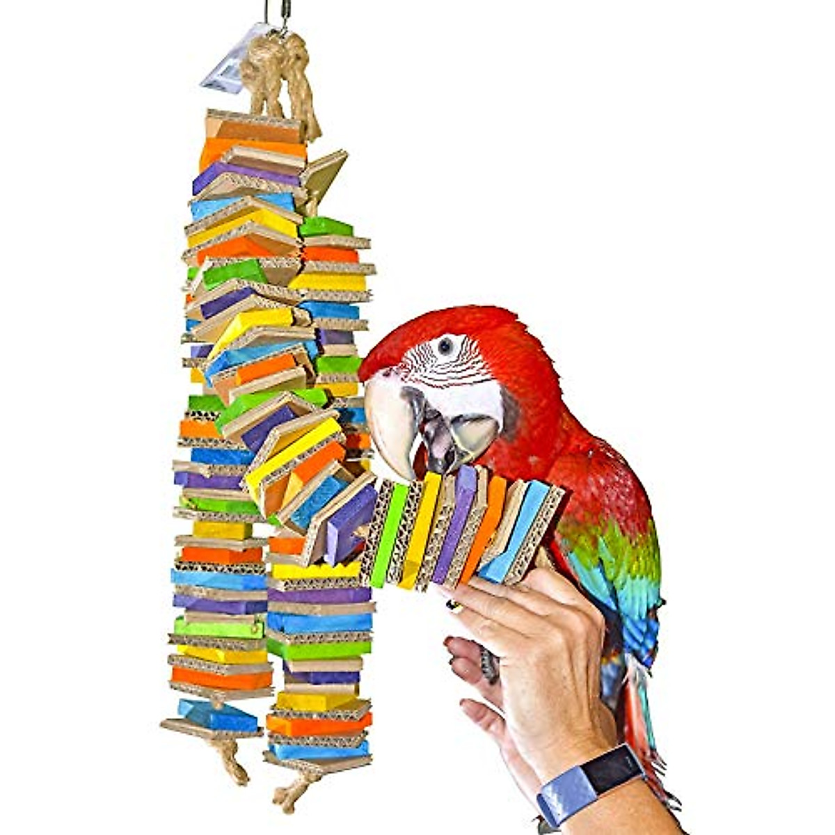 Birds LOVE Chew-Tastic Triple Tower of Shredded Fun Colorful Safe Lots of Wood to Chew Large Bird Cage Toy for African Greys, Amazons, Eclectus, Cockatoos, Macaws and Similar Sized Birds