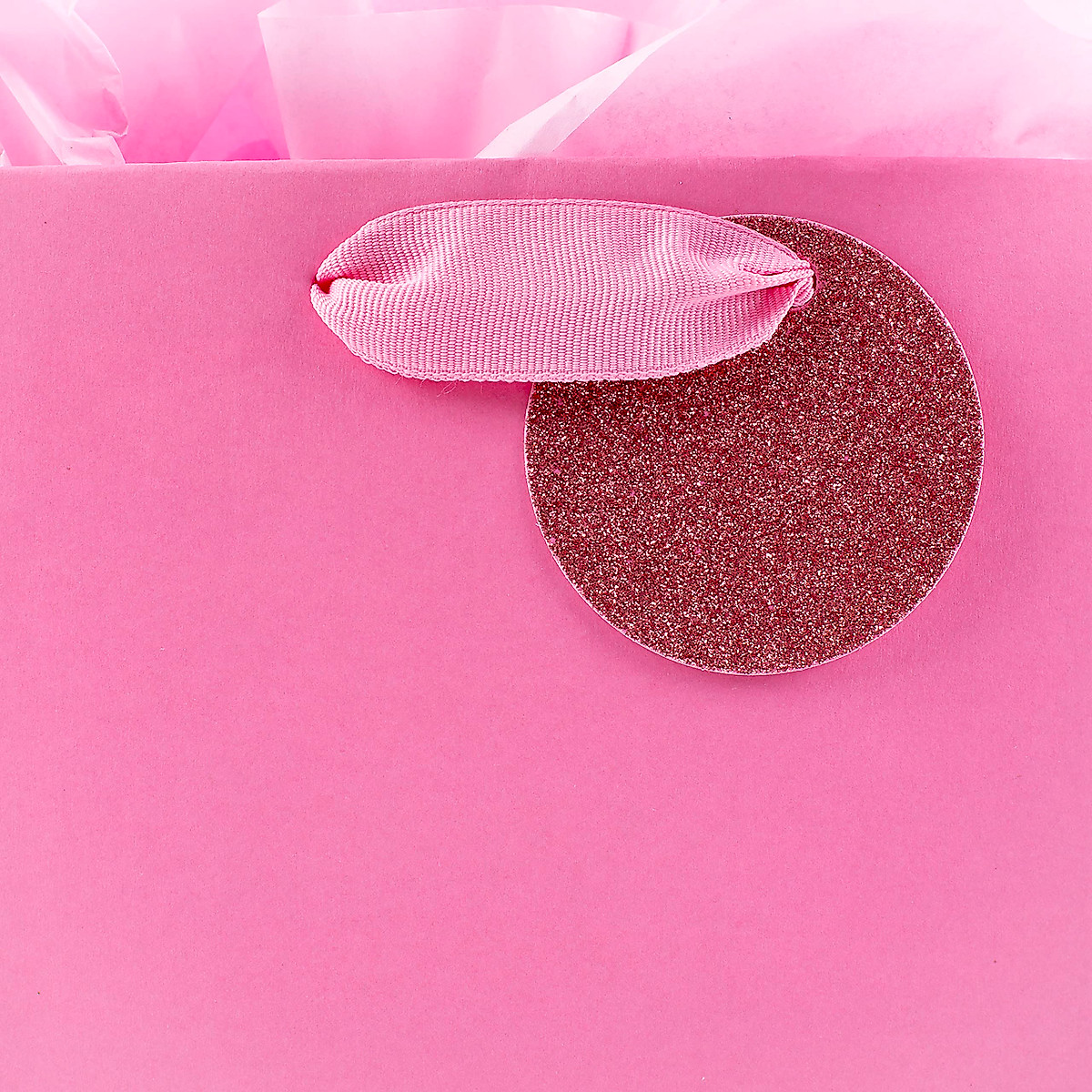 Hallmark 9" Medium Gift Bag with Tissue Paper (Pink Glitter Stripes) for Birthdays, Mothers Day, Baby Showers, Easter, Bridal Showers or Any Occasion