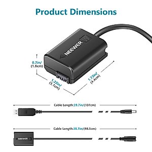 Neewer DC Coupler Replacement for NP-FW50 Dummy Battery Power Adapter with USB Cable Compatible with Sony A7 A7R A7S A7II A7RII A7SII A6500 A6400 A6300 A6100 A6000 NEX5 NEX7 DSC-RX10 II III IV