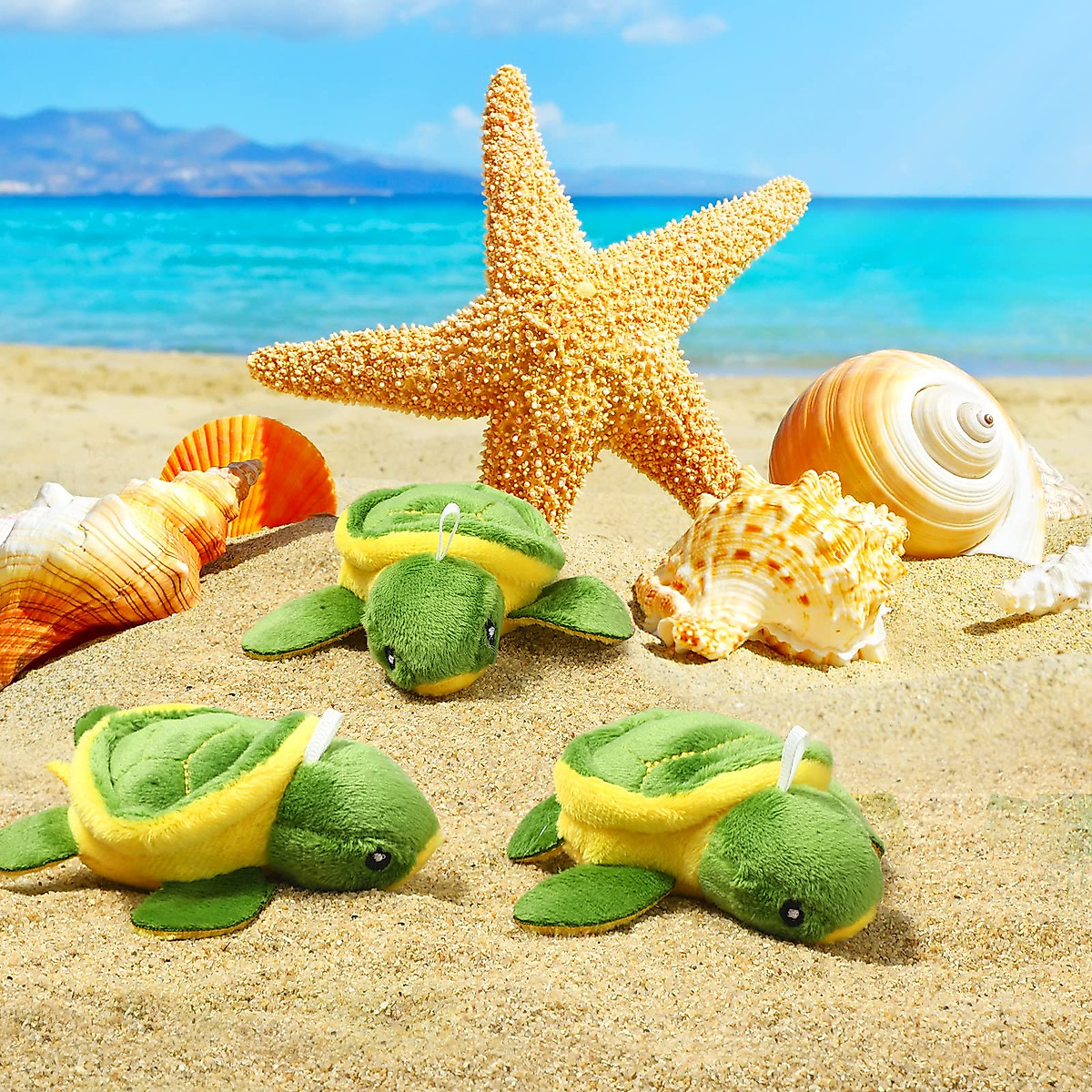 12 Pieces Plush Stuffed Ocean Animals, Mini Soft Stuffed Sea Animals Bulk Sea Creatures Toys for Kids(Small Turtle Style,3.2 Inch)
