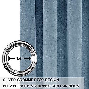 SMILETIME Sky Blue 96 in Long Velvet Curtains with Grommet, Thermal Insulated Super Soft Privacy Noise Reducing Light Blocking Velvet Curtains for Living Room, 2 Panels, Each 52 x 96 inches Long