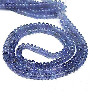 GemAbyss Beads Gemstone Natural Tanzanite Smooth Rondelle Micro Gemstone Craft Loose Spacer Beads Strand 16 Inch Long 4mm 4.5mm Code-MVG-25836