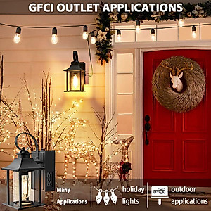 VDKK Porch Lights with GFCI Outlet,Dusk to Dawn Outdoor Light Fixture with Plug Waterproof Light Exterior Wall Mount,Anti-Rust Outside Lantern for House Garage Front(Without Bulb)