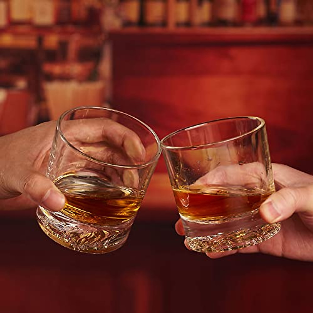 HAUNIO Whiskey Glasses Set of 4, 10 Oz Old Fashioned Crystal Whiskey Glasses with Eagle Pattern, Thick Bottom and Luxury Box for Scotch, Bourbon, Liquor, Cognac and Cocktails, Gifts for Father Men