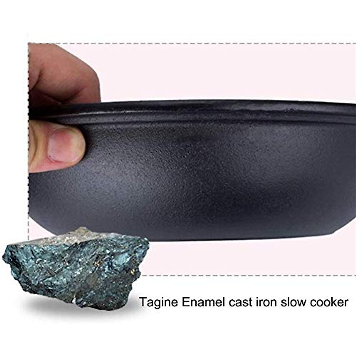 XDJ Cast Iron Taji Pot, Tagine Cast Iron with Aluminum Alloy Lid, Tajine Cooking Slow Cooker, Smoke-Free Non-Stick Cookware Saucepan, for Most Open Flame Cookware