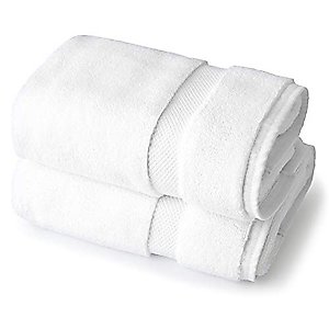 Supima Cotton Bath Towel Set by Laguna Beach Textile Co - 2 Bath Towels - Hotel Quality, Plush, 730 GSM - Large, 57" x 30" White