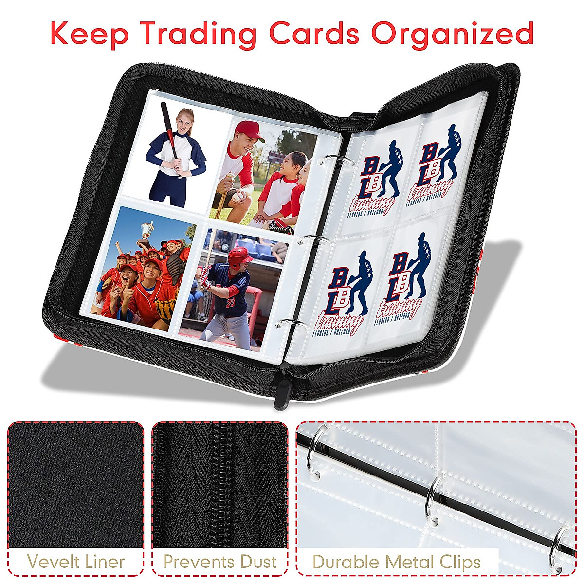 2 Pieces 1040 Pockets Card Binder Sleeves for Trading Card Collection Storage, Card Sleeves Card Holder Album Protectors Set for Sport Card, 2 Designs (Baseball)