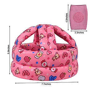 TORASO Baby Helmet & Baby Knee Pads for Crawling,Infant Helmet & Walking Baby Helmet，for Age 6-36 Months,Pink Candy(B)