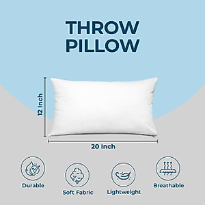 Utopia Bedding Throw Pillows (Set of 4, White), 12 x 20 Inches Pillows for Sofa, Bed and Couch Decorative Stuffer Pillows